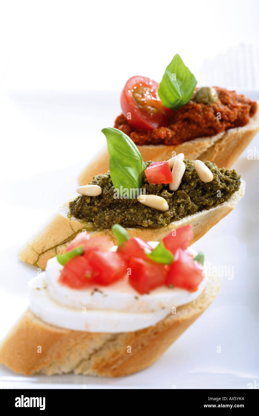 Bruschetta with pesto, italian starters Stock Photo - Alamy
