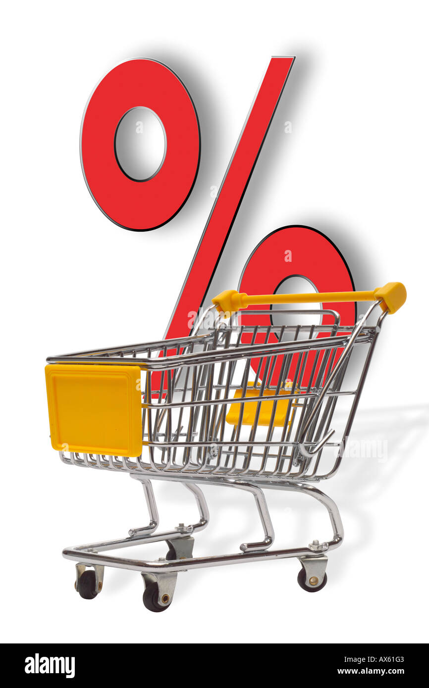 Percent sign and trolley, symbol for bargain Stock Photo - Alamy