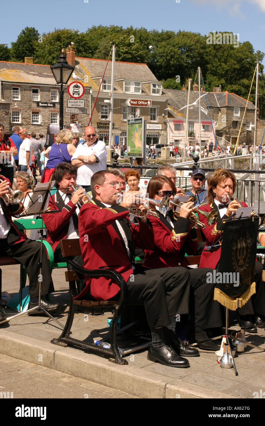 brass band playing on sea front Padstow Cornwall UK Stock Photo - Alamy