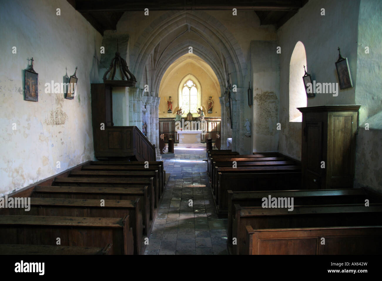 Inside the church in Angoville-au-Plain, (Nr Carentan), Normandy ...