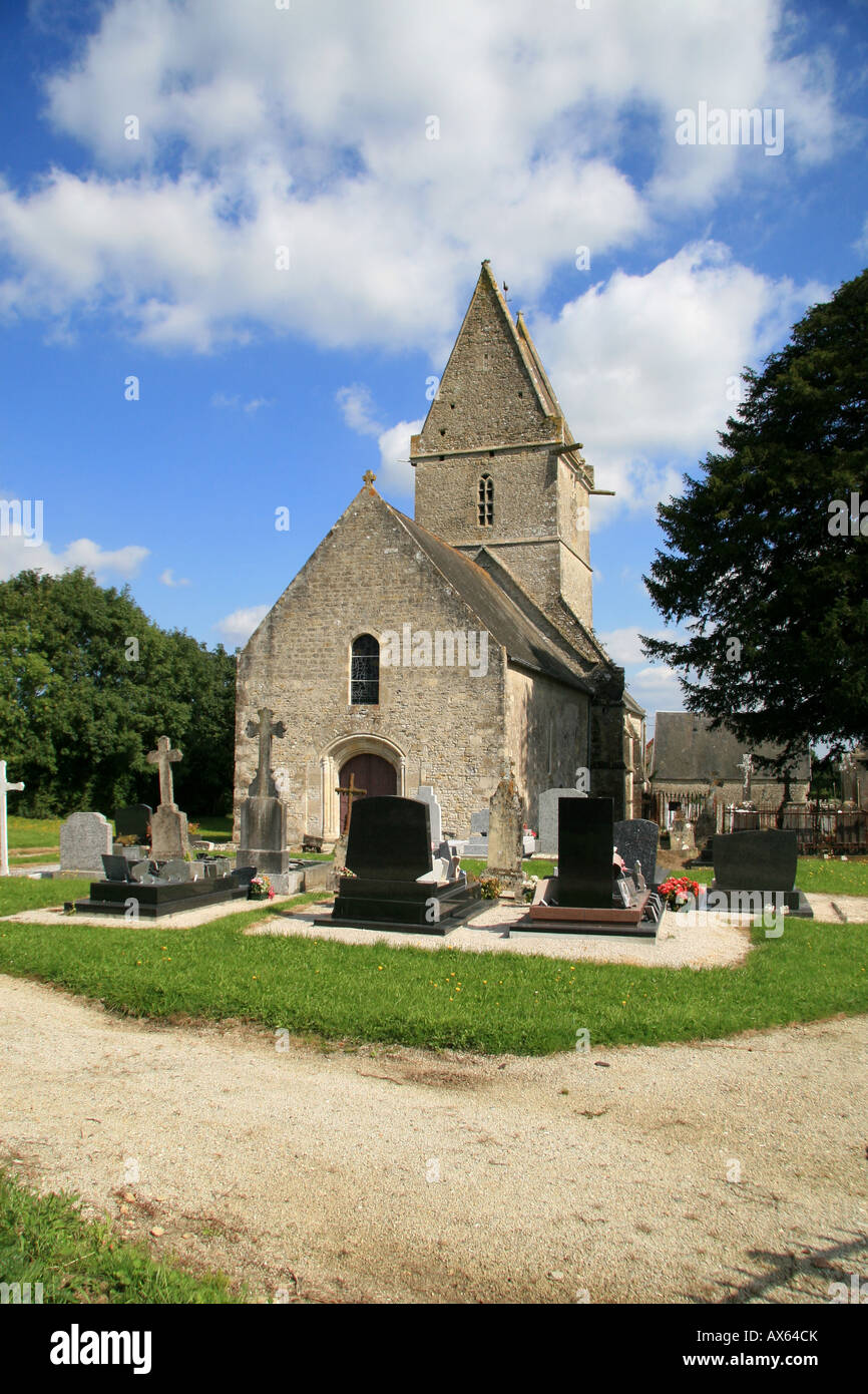 Inside the churchyard of the village church in Angoville-au-Plain, (Nr ...