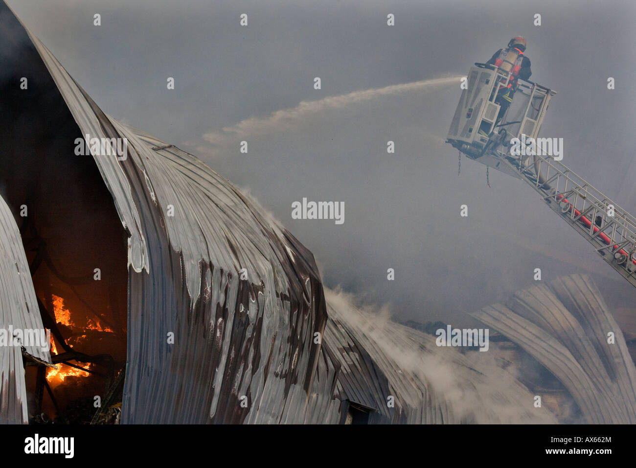 Factory fire accident Stock Photo - Alamy