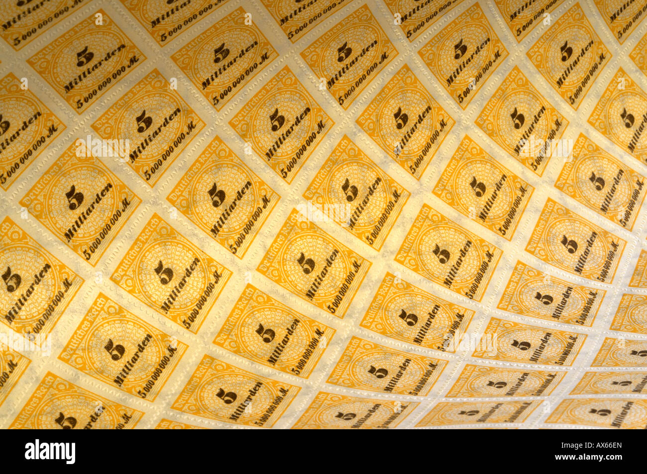 German 1923 hyper-inflation period 5 Milliarden stamp sheet Stock Photo ...