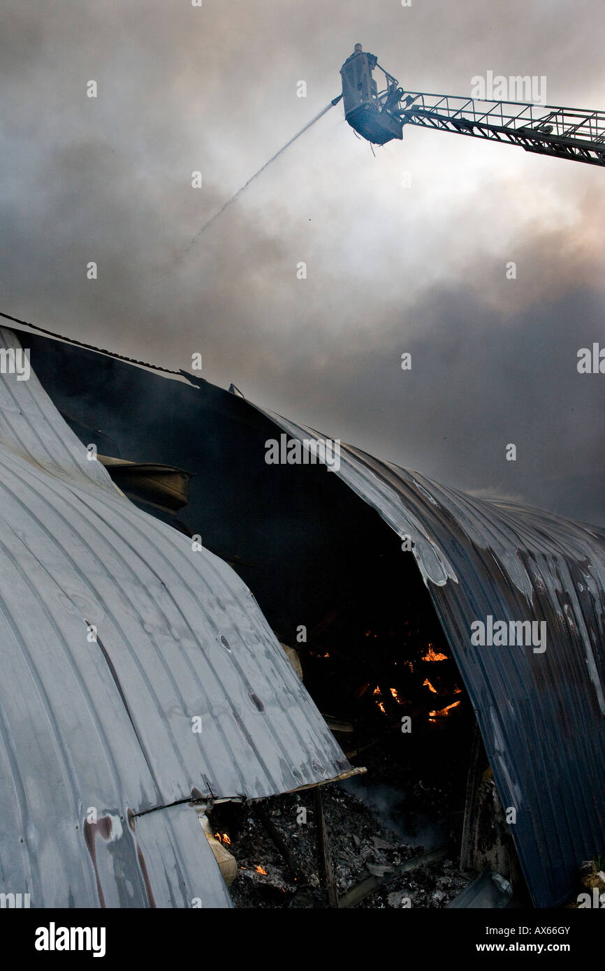 Factory fire accident Stock Photo - Alamy