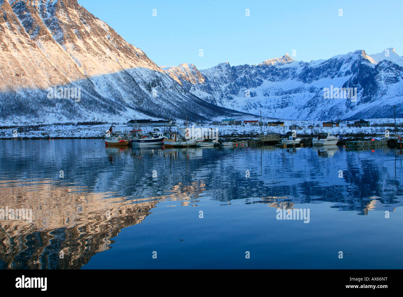 tromvik Kvaløya island norway arctic circle winter snow Stock Photo - Alamy