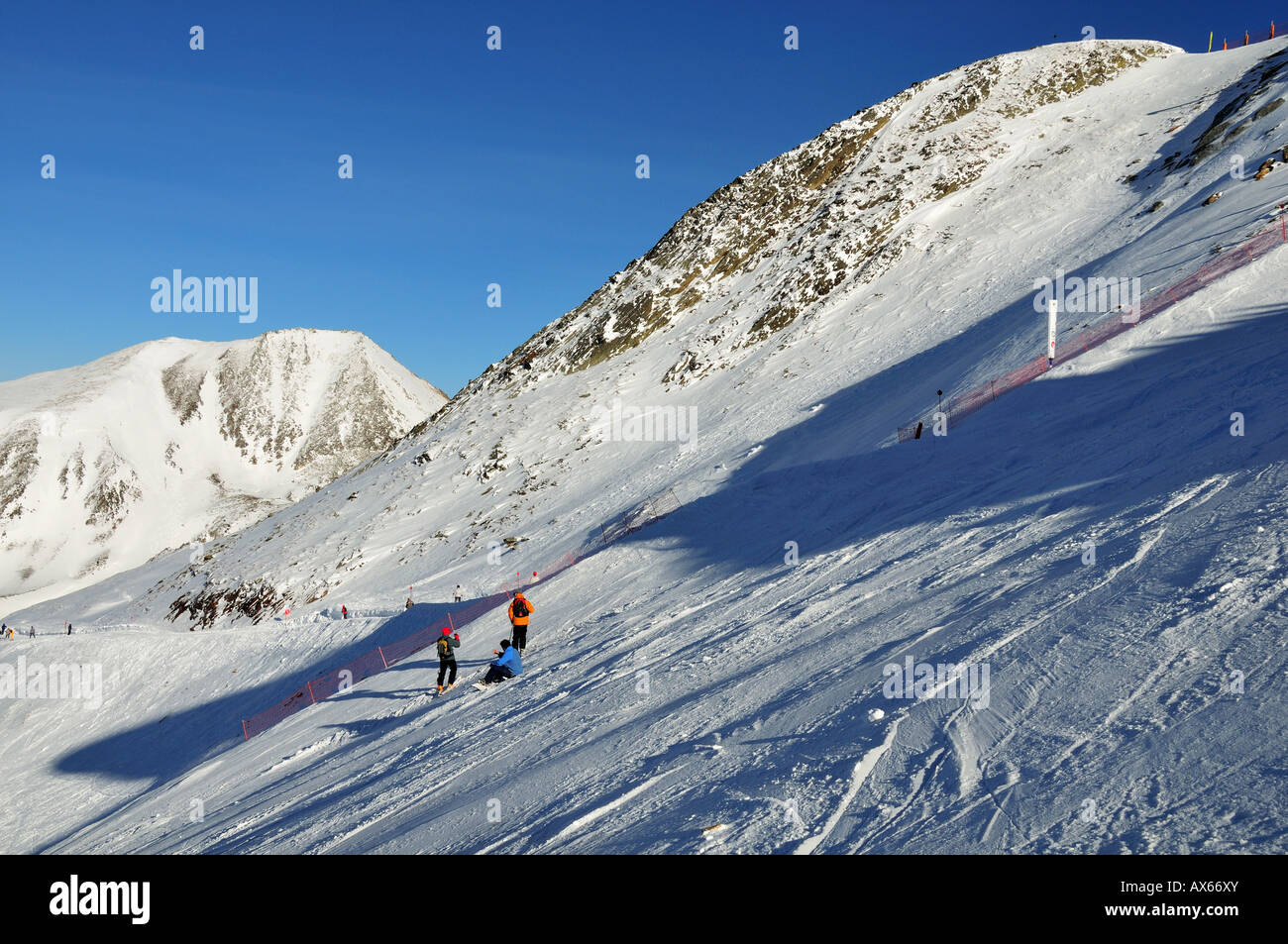 Pyrenees, Andorra (Spain) - the view on the red slope in late afternoon ...