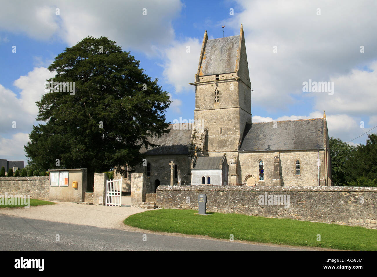 The village church in Angoville-au-Plain, (Nr Carentan), Normandy ...