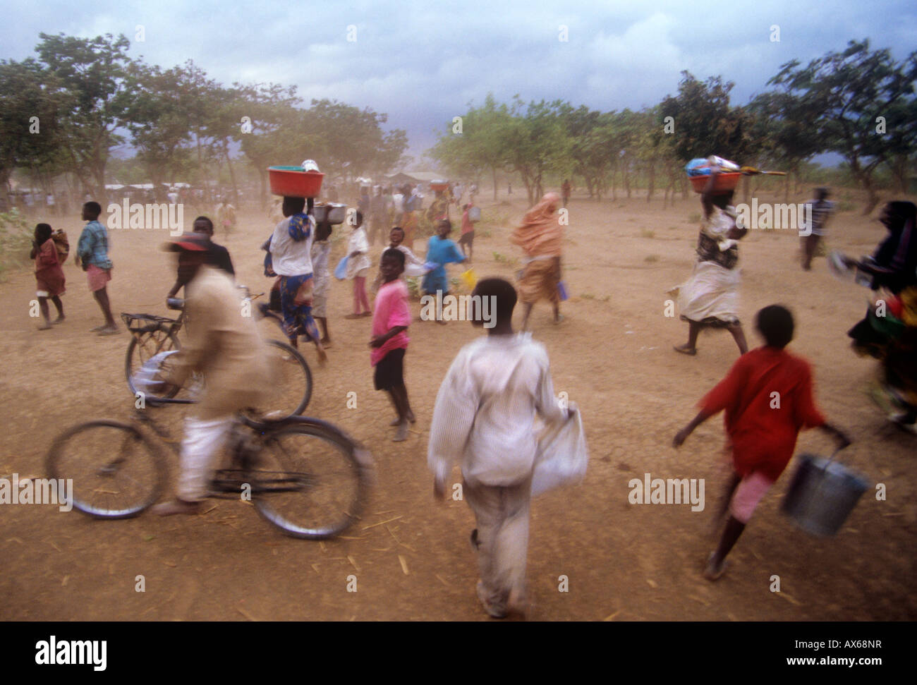 A crowd of Refugees from democratic republic of congo heading to ...