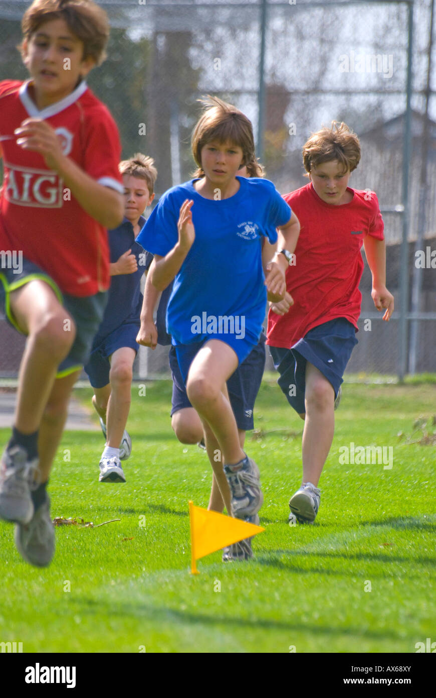 Boys competing in primary school sports in Tasmania Australia Stock ...