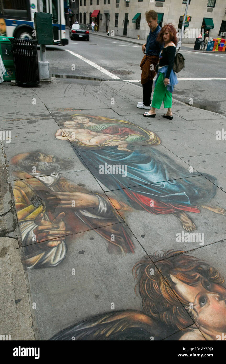 Street chalk painting Fifth Avenue Eighth Street West Village New York ...