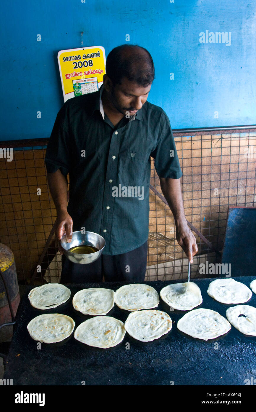 Making Paratha in Alleppey India Stock Photo - Alamy