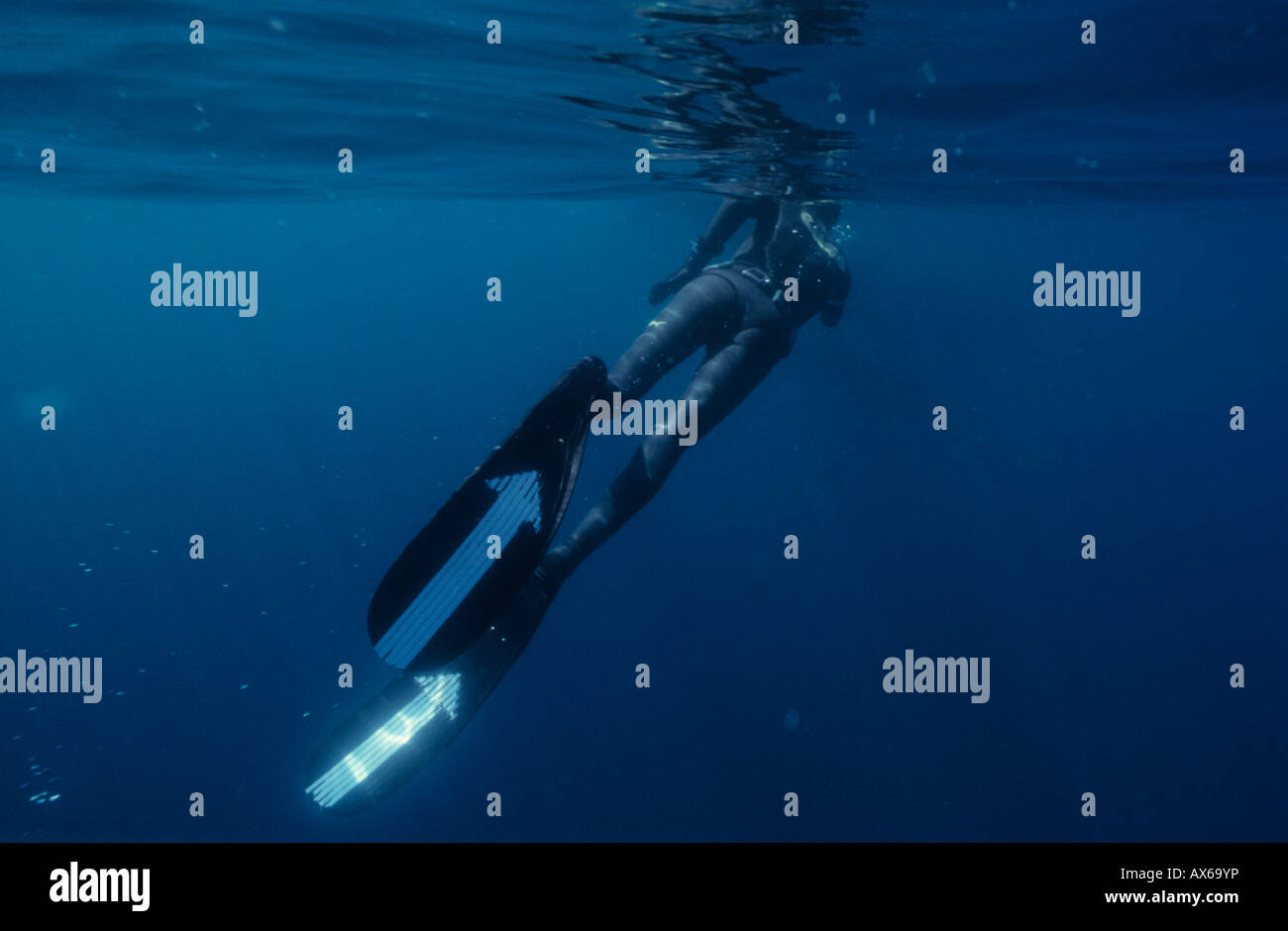 Freediver at ocean surfes, Azores Stock Photo - Alamy