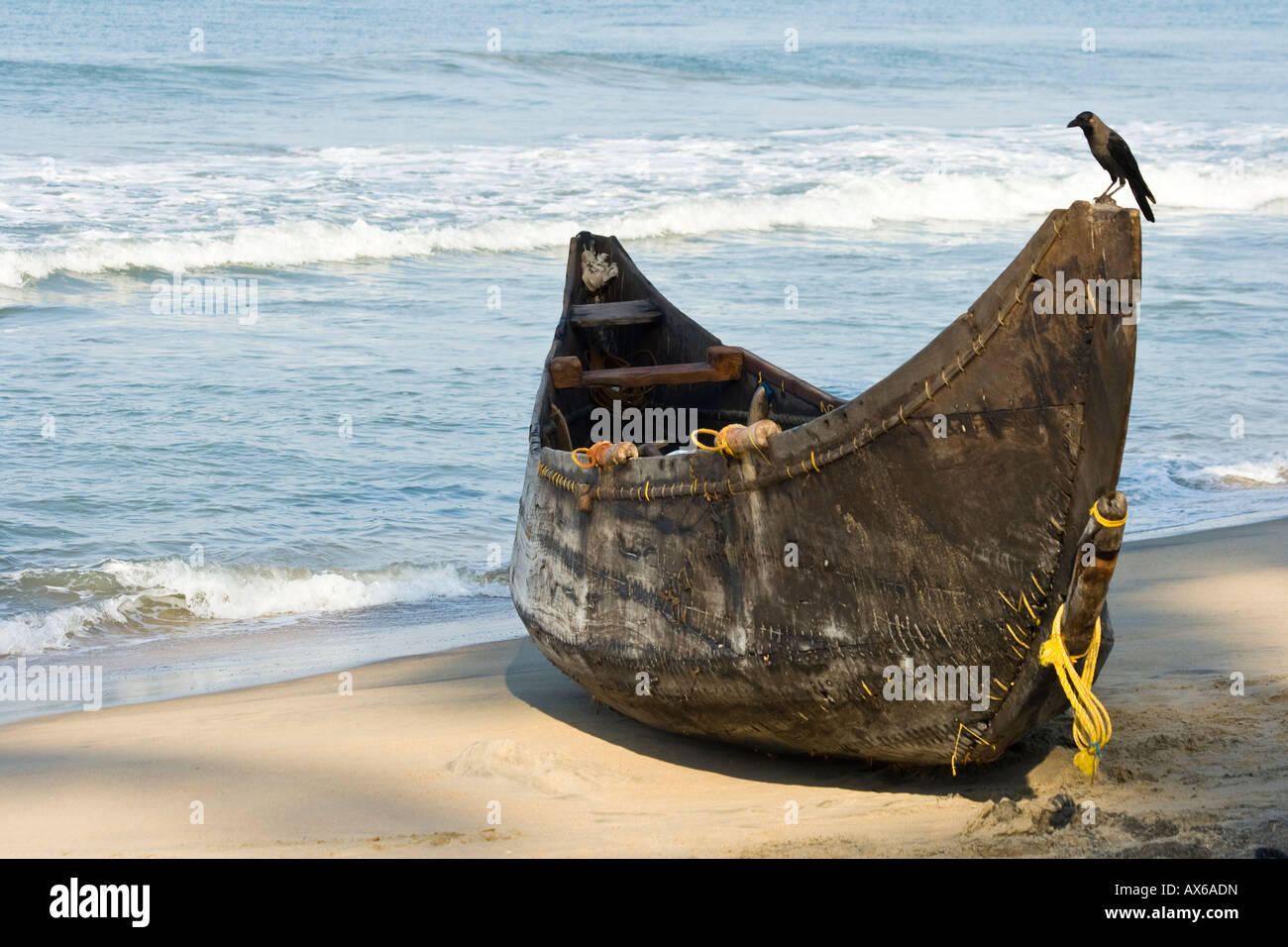 Fishing boat on the Beach in Varkala India Stock Photo - Alamy