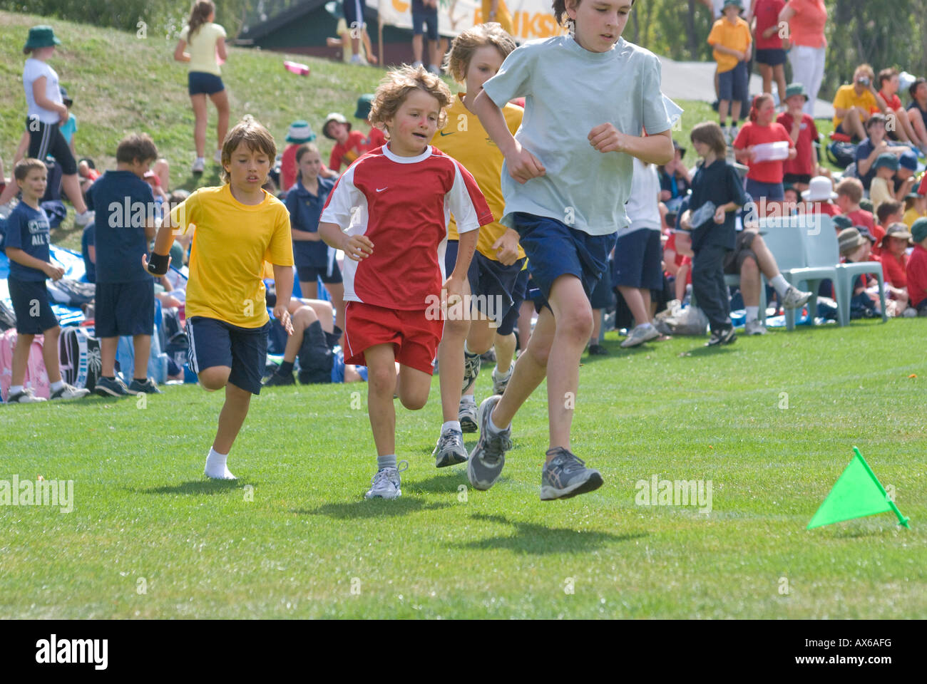 Girls competing in primary school sports in Tasmania Australia Stock ...