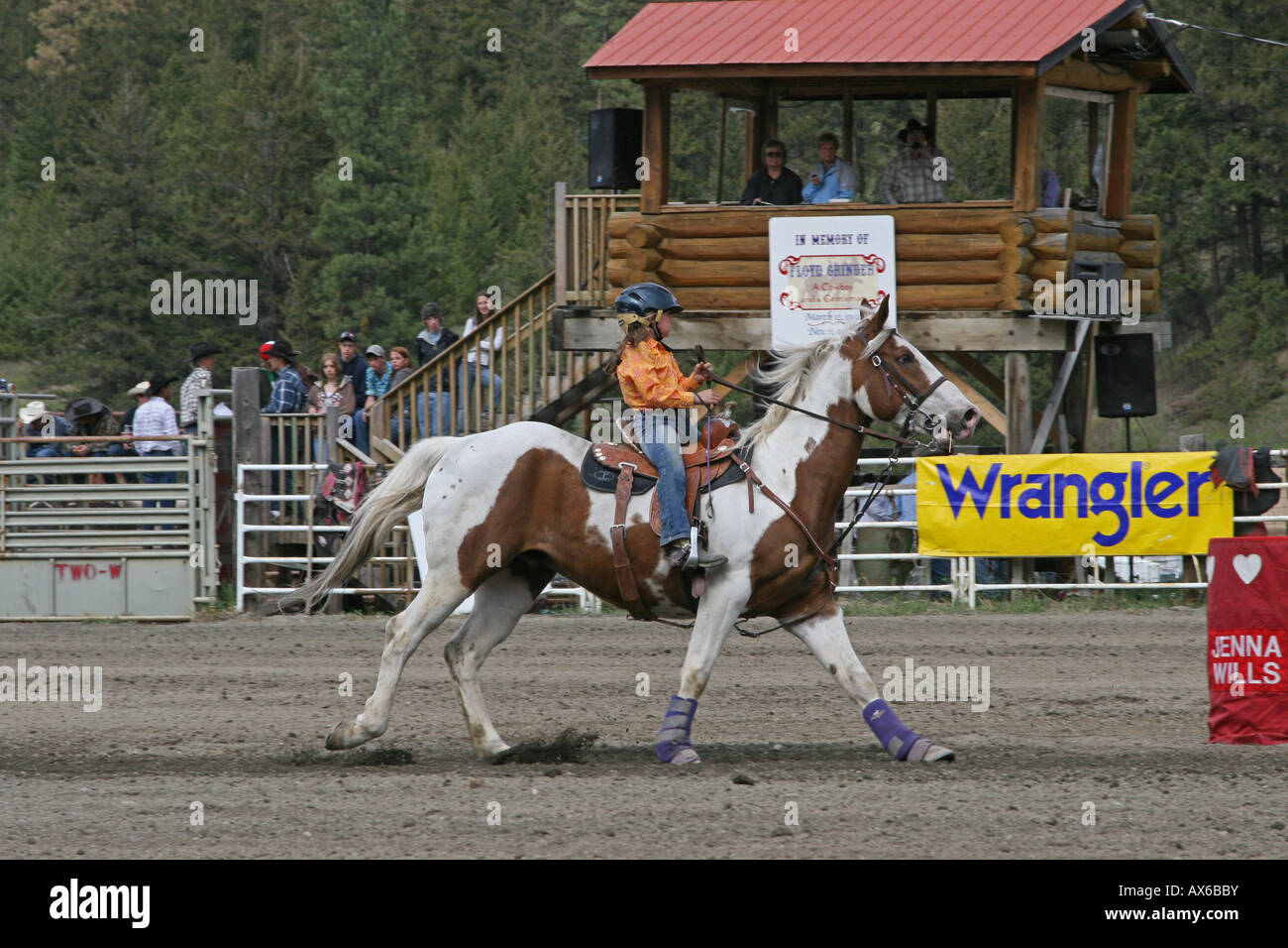 Young girl barrel racing at a rodeo Stock Photo - Alamy