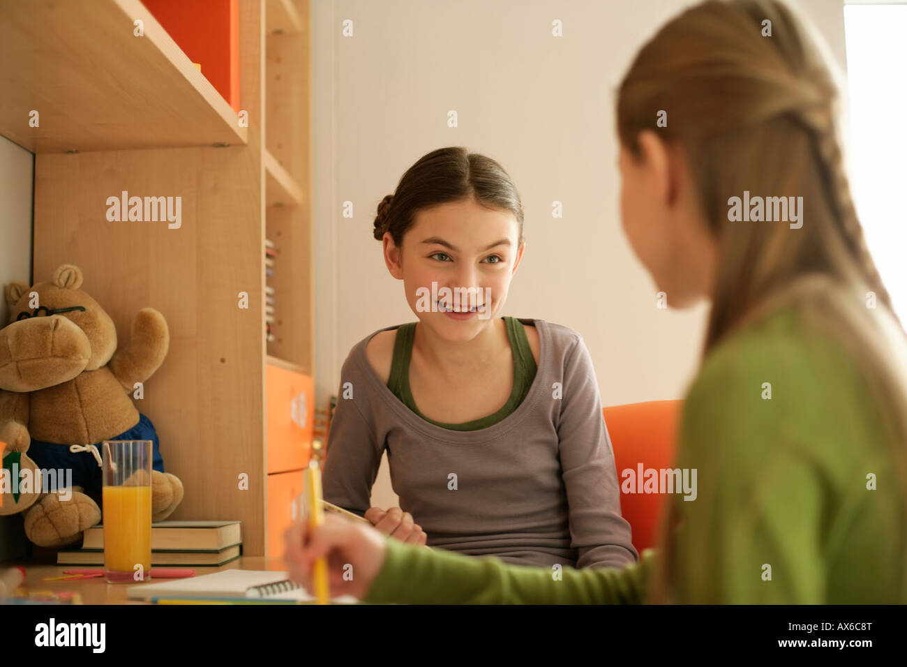 Two friends doing homework Stock Photo - Alamy