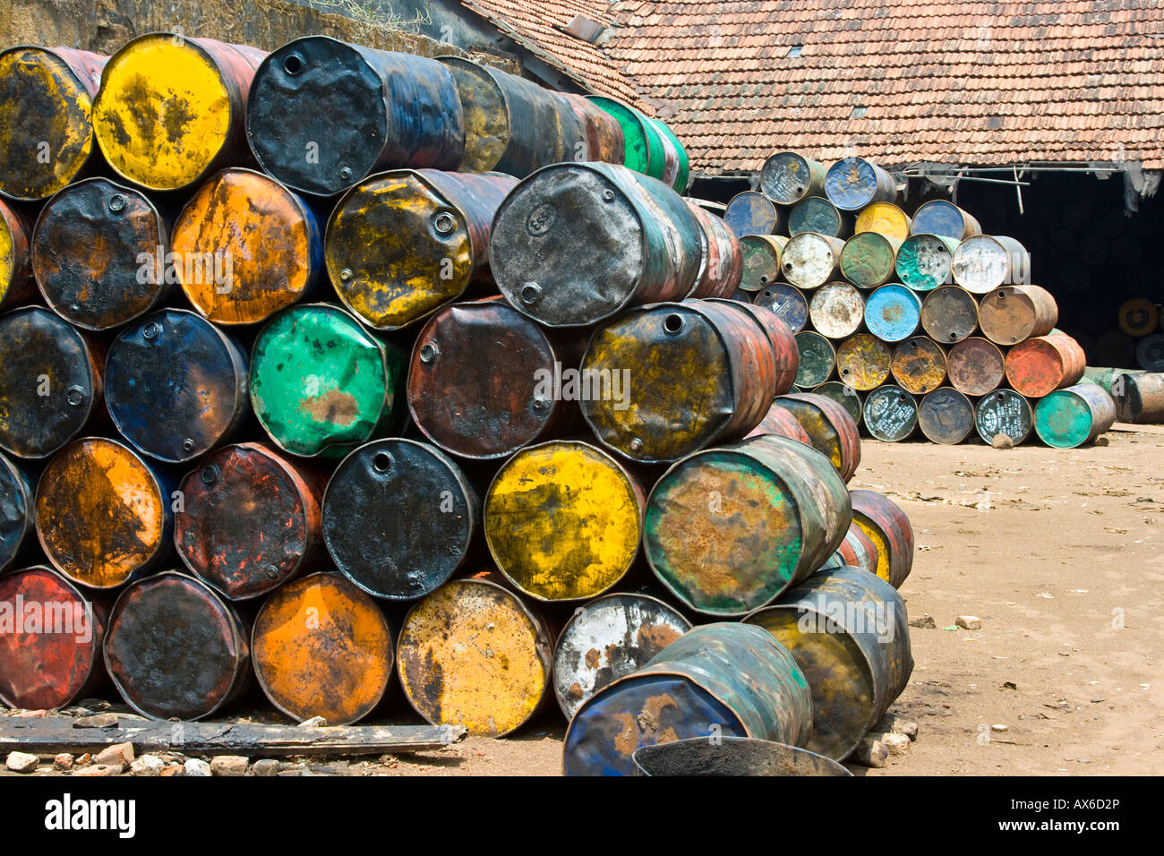 Colourful Fuel Drums in Mattancherry Cochin India Stock Photo - Alamy