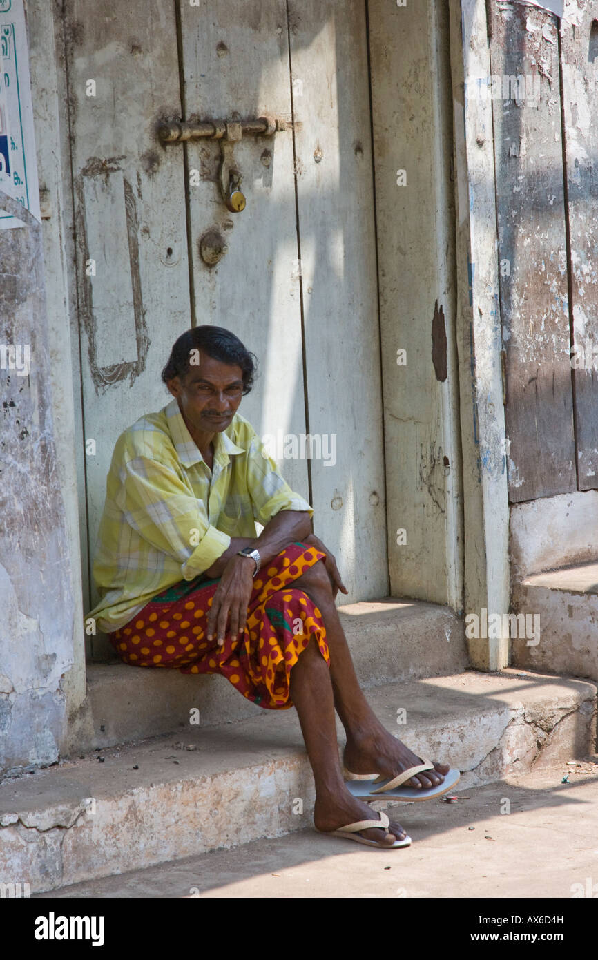 Indian Man on Doorstep in Mattancherry Cochin India Stock Photo - Alamy