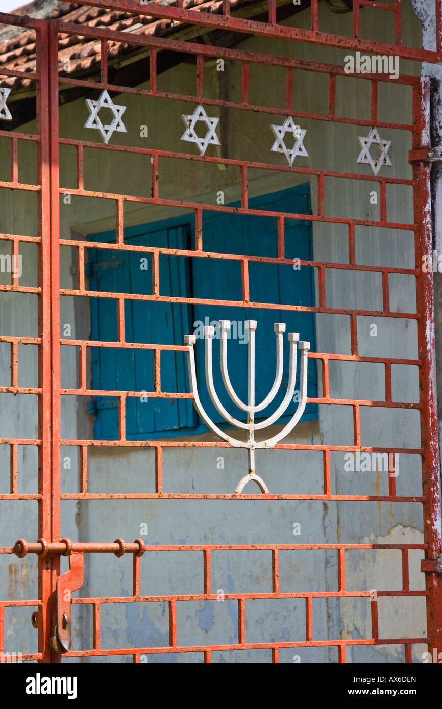 Jewish Symbols on a Gate outside the Synagogue in Jew Town Mattancherry ...