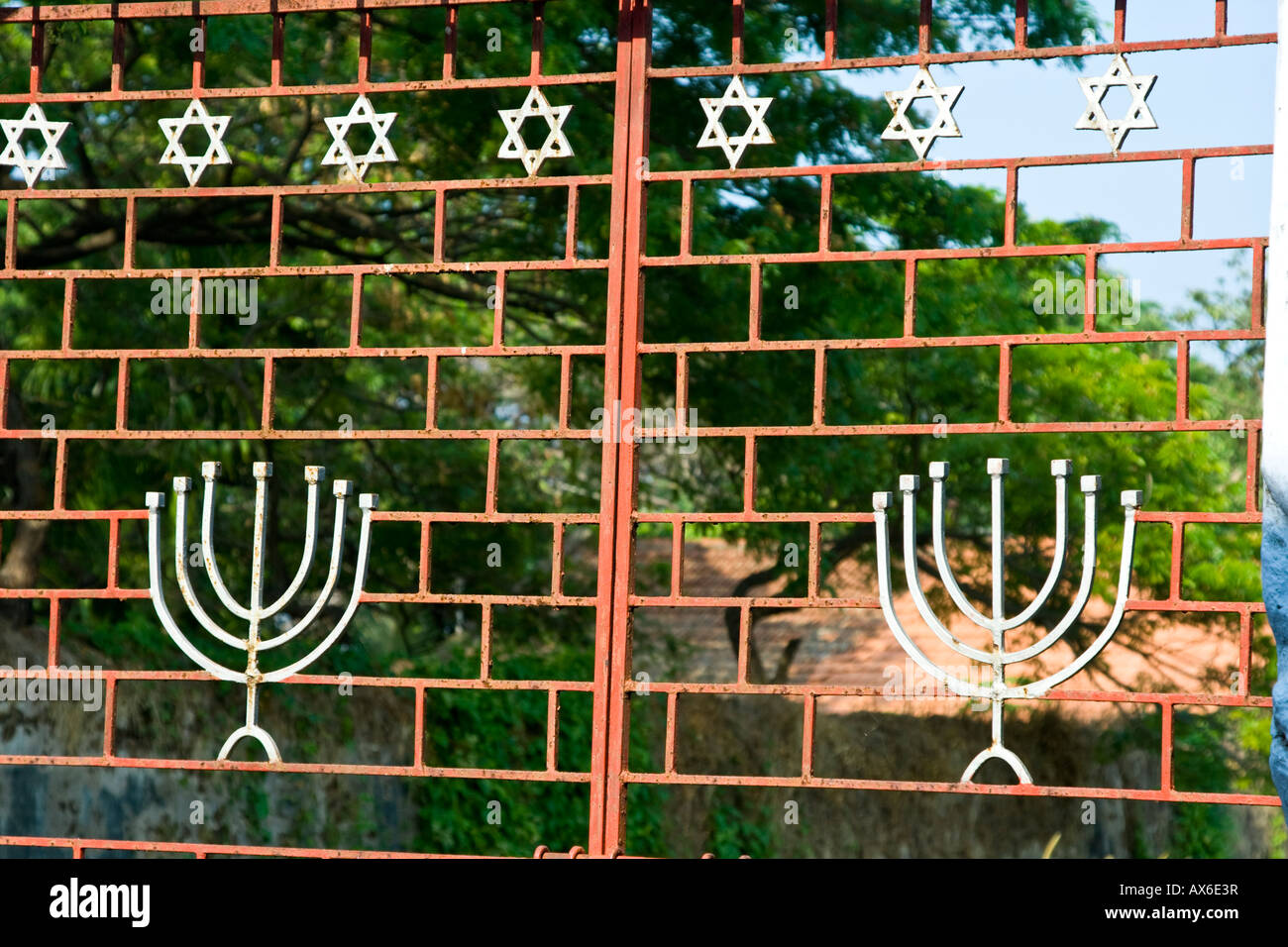 Jewish Symbols on a Gate outside the Synagogue in Jew Town Mattancherry ...
