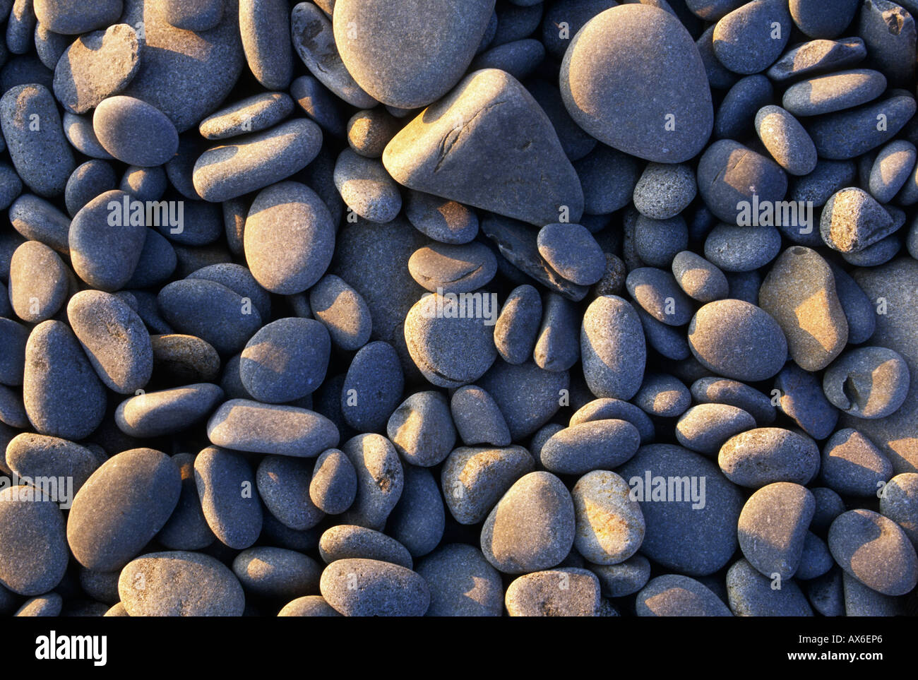 Water worn rocks on the beach at Oswald West State Park, Oregon, USA ...