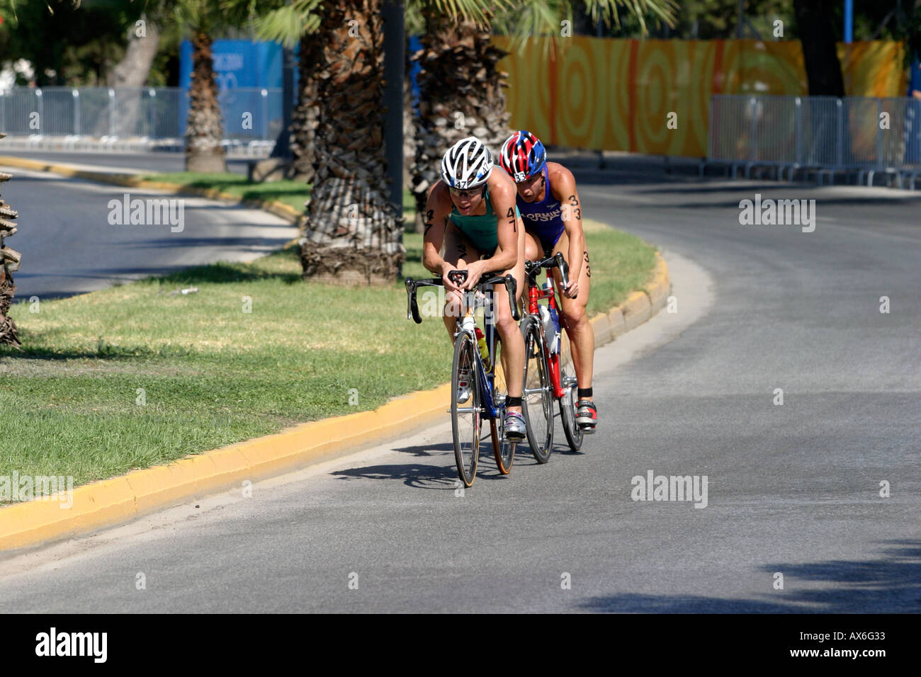 Loretta Harrop AUS being drafted by Sheila Taormina USA out on the bike ...