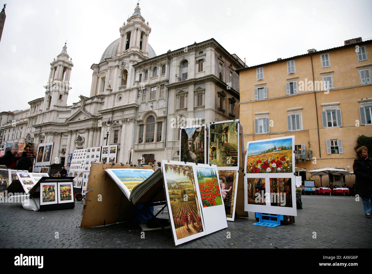 posters and pictures set up on sale in Piazza Navona in Rome Stock ...