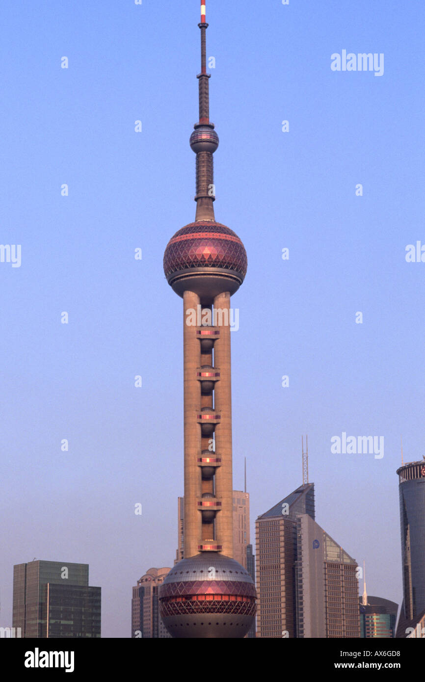 Shanghai China skyline skyscraper Oriental Pearl Tower needle point ...