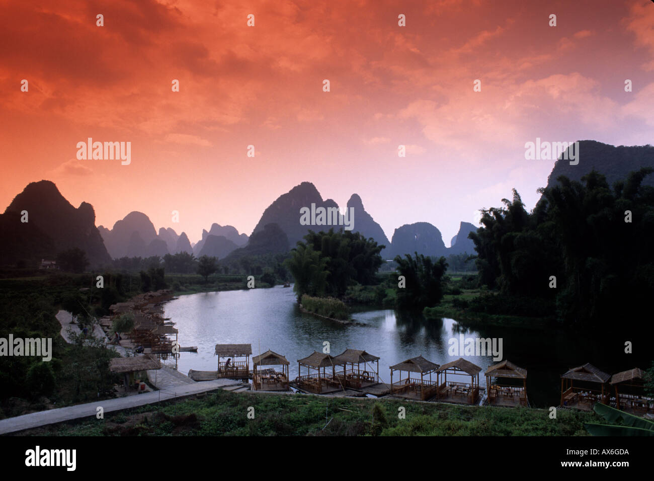 Wonderful ragged Limestone Mountains and Li River in unique Guilin ...