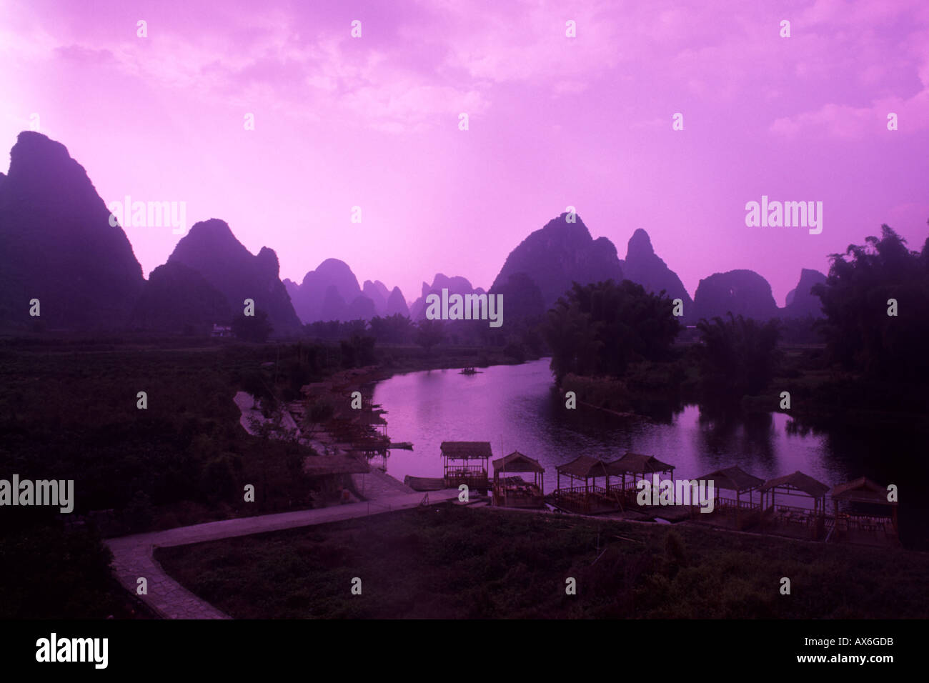 Wonderful ragged Limestone Mountains and Li River in unique Guilin ...