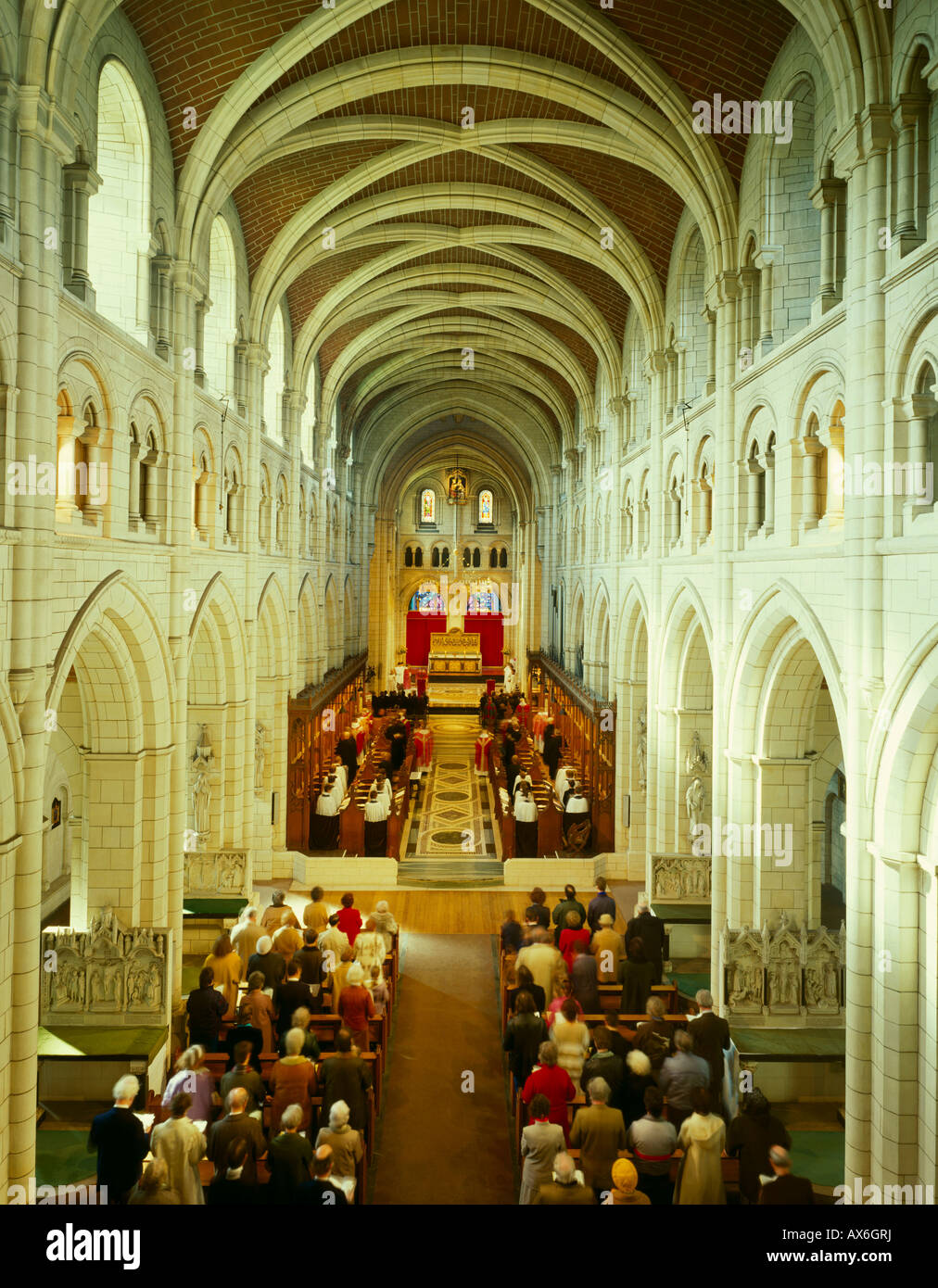 Interiors of monastery, Buckfast Abbey, Buckfastleigh, Devon, England ...
