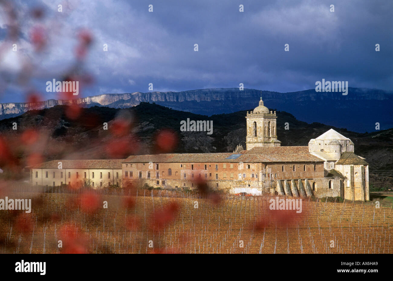 Irache monastery, Navarra, Northern Spain. Vineyards.Monasterio de Santa María de Irache Stock ...