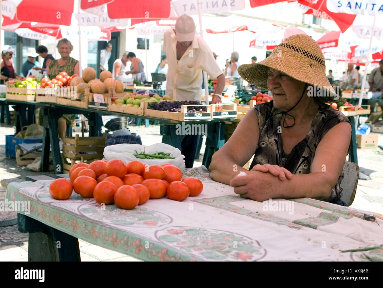 Old woman selling tomatoes in Dubrovniks market Stock Photo - Alamy