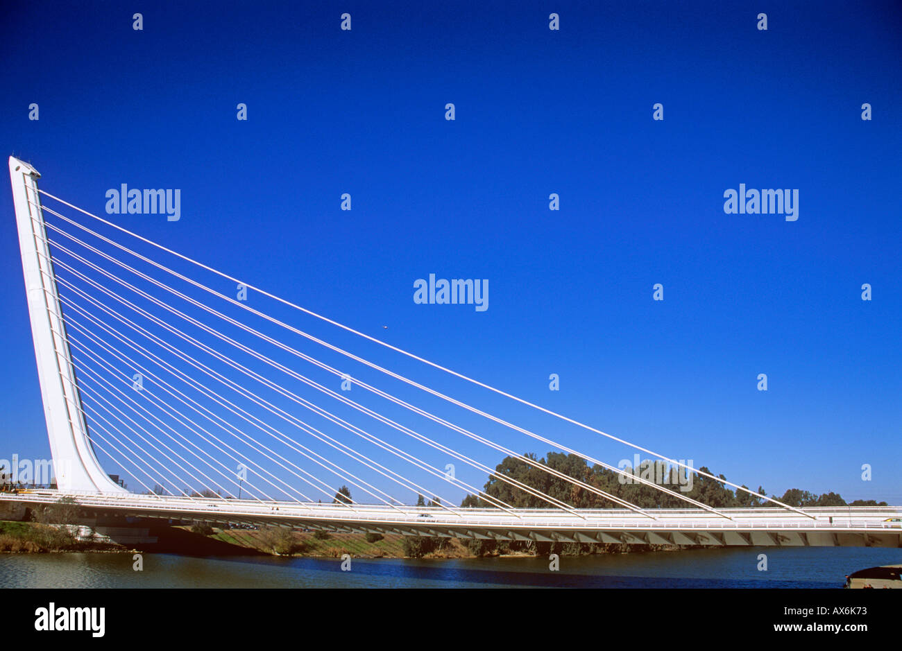 Alamillo Bridge Seville, Andalucia, Spain. Architect Santiago Calatrava ...