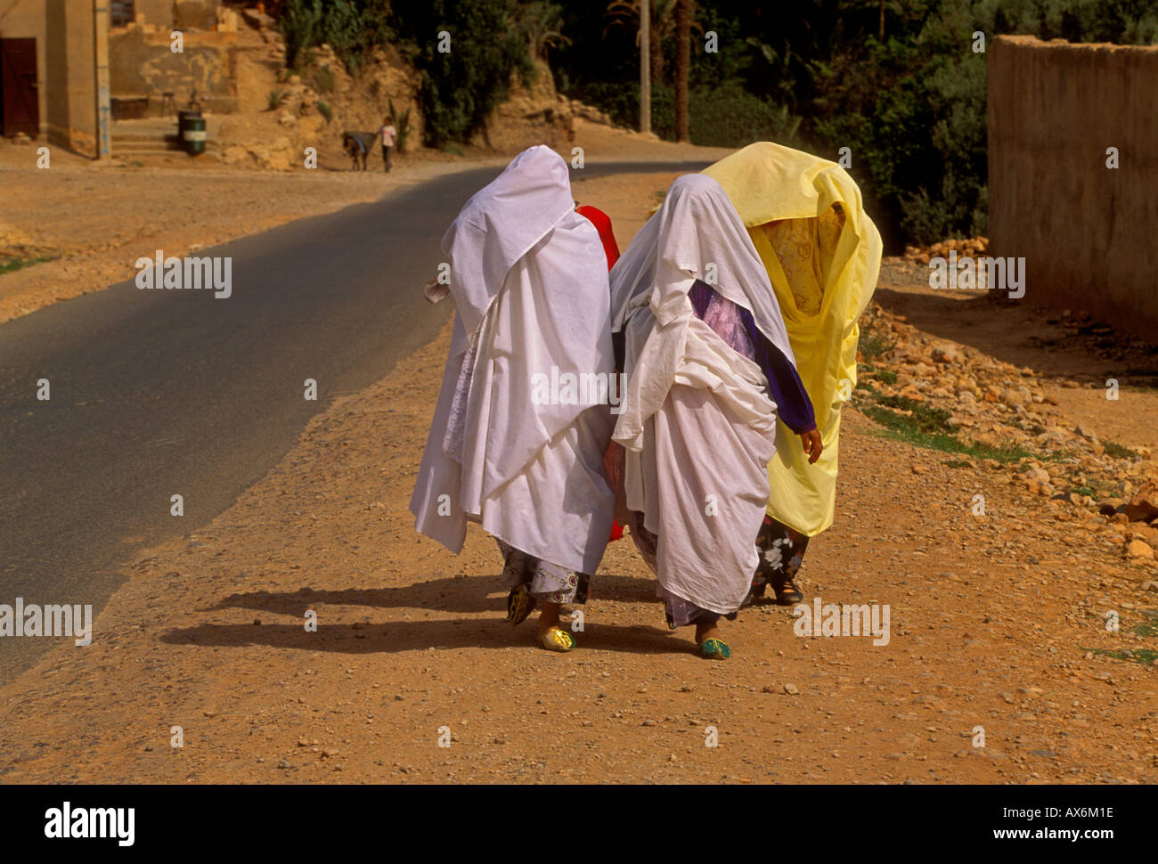 3, three, Moroccans, Moroccan women, Moroccan, women, walking, road ...