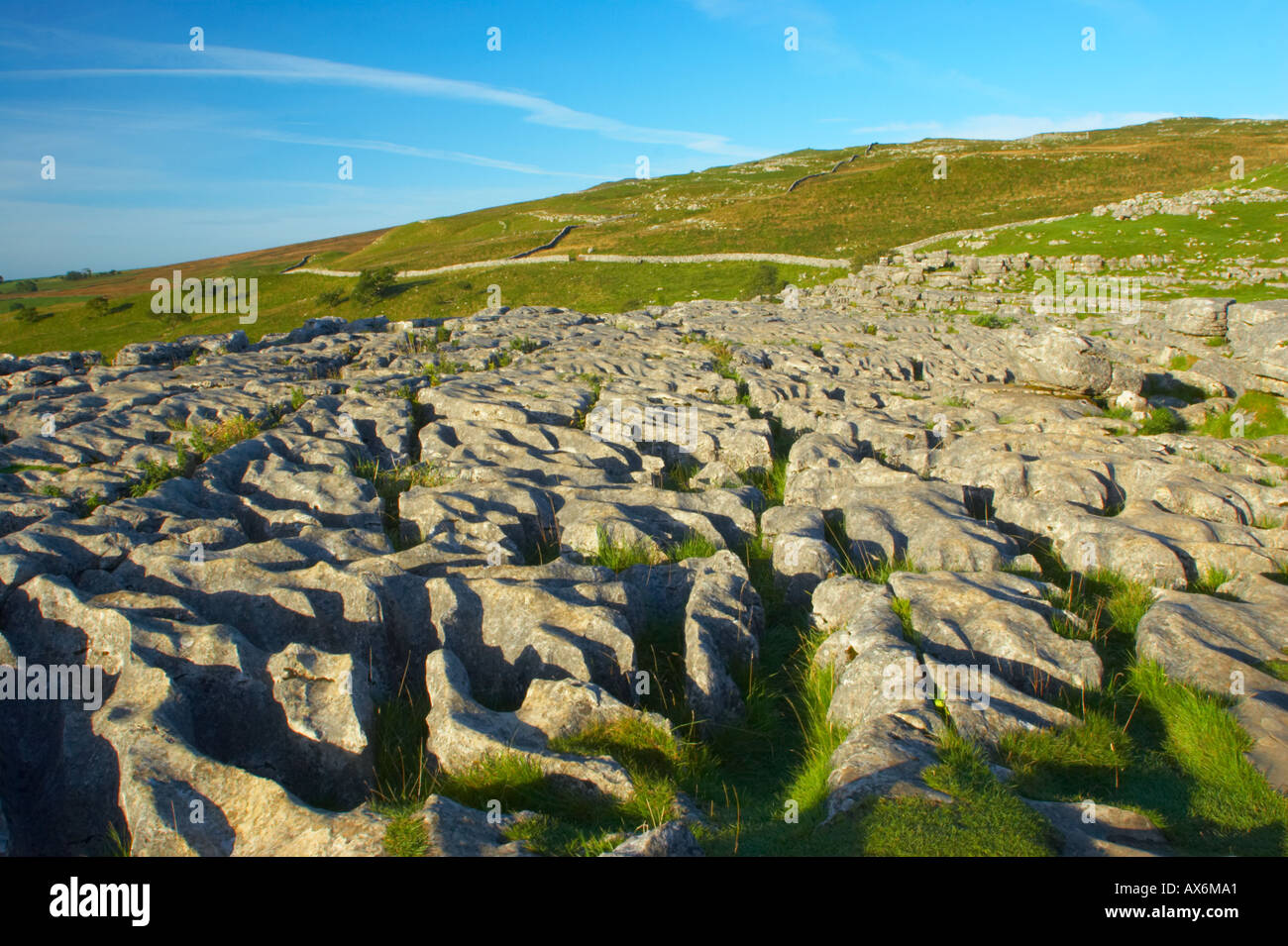 England, Yorkshire, Yorkshire Dales National Park. Limestone pavement ...