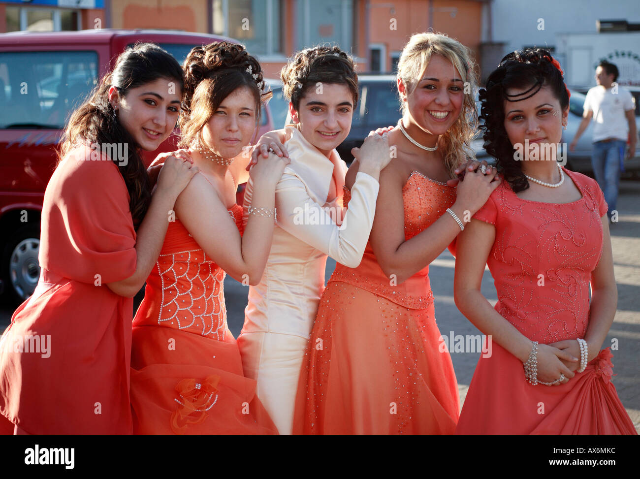 group of young german-turkish women at a turkish wedding party, hamm ...