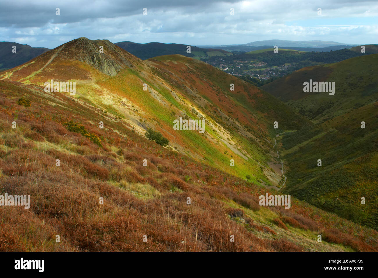 England, Shropshire, The Long Mynd. View from the Long Mynd looking ...