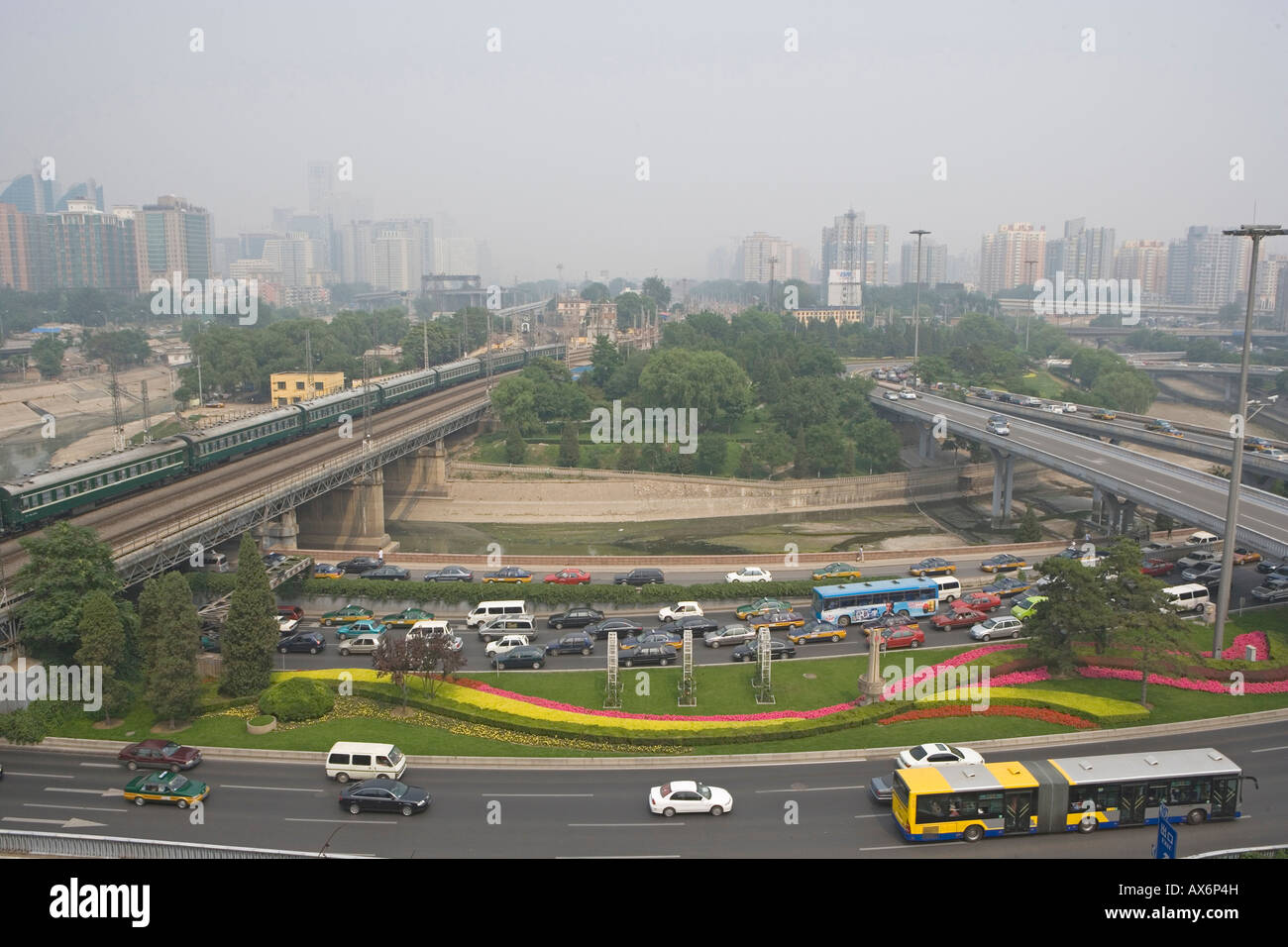 Aerial view of traffic on road, China Stock Photo - Alamy