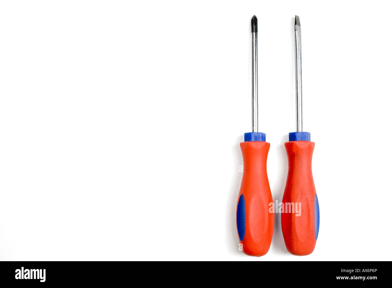 Pair of red and blue screwdrivers isolated on a white background Stock ...