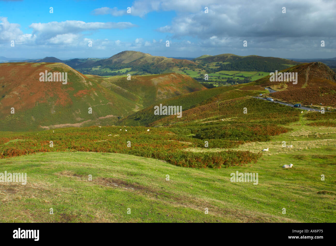 England, Shropshire, The Long Mynd. View from the Long Mynd looking ...