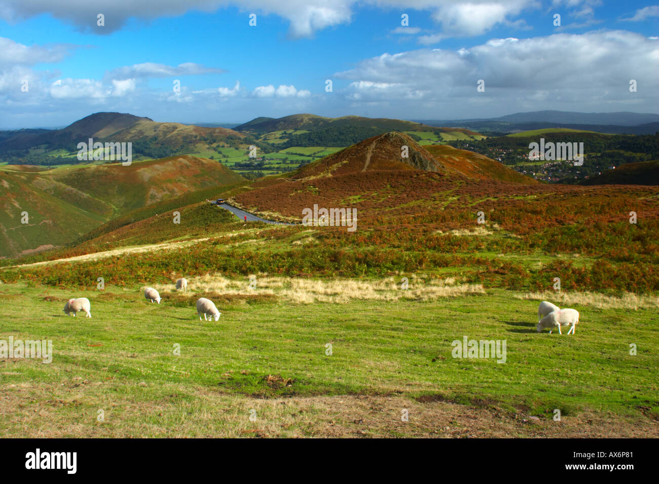 England, Shropshire, The Long Mynd. View from the Long Mynd looking ...