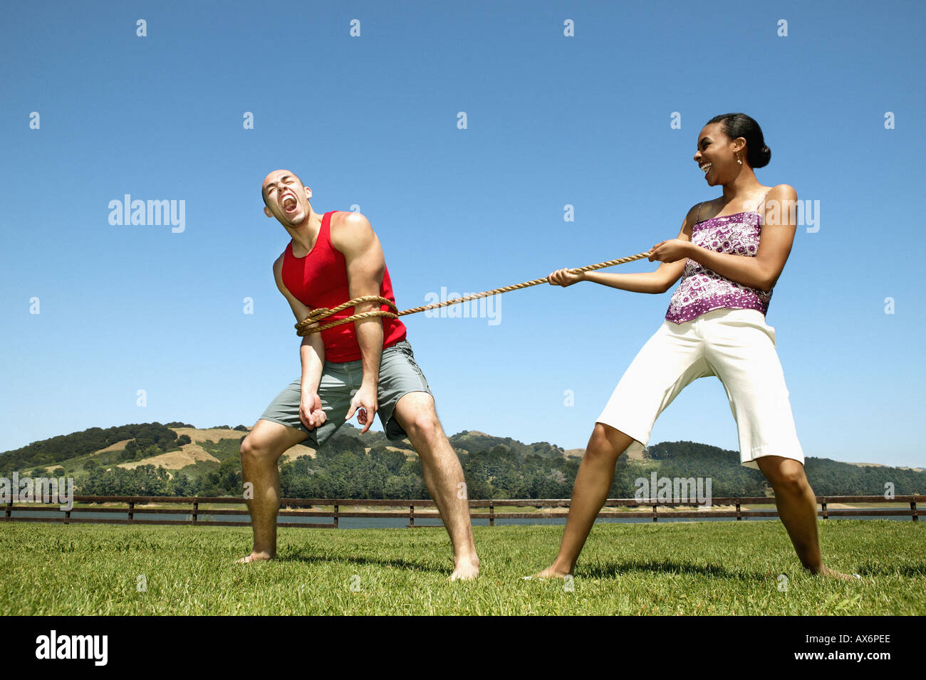 Young Woman Tied Rope High Resolution Stock Photography and Images - Alamy