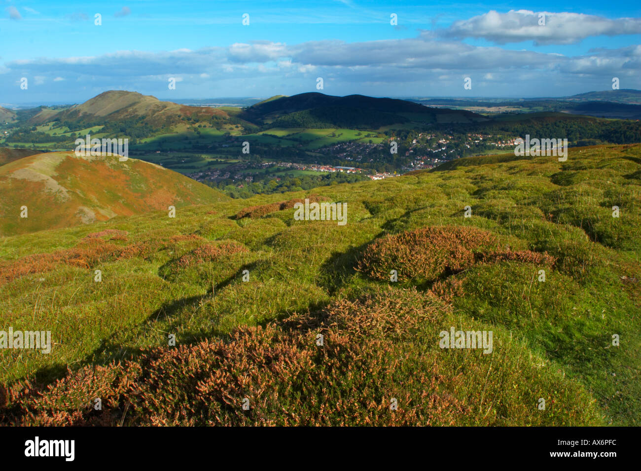 England, Shropshire, The Long Mynd. View from the Long Mynd looking ...