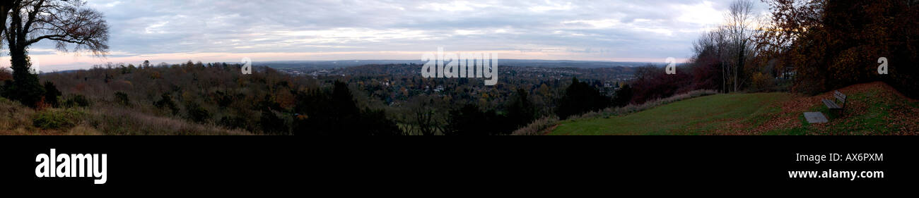Reigate Hill view point Panoramic at Autumn made up of 16 images ...