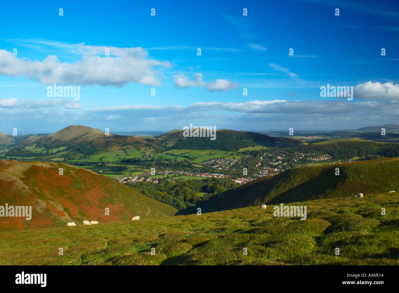 England, Shropshire, The Long Mynd. View from the Long Mynd looking ...