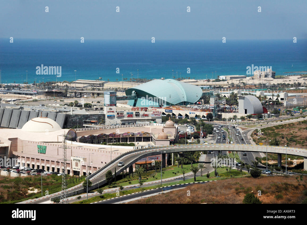 General view of the Bay of Haifa Israel as seen from mount Carmel the ...