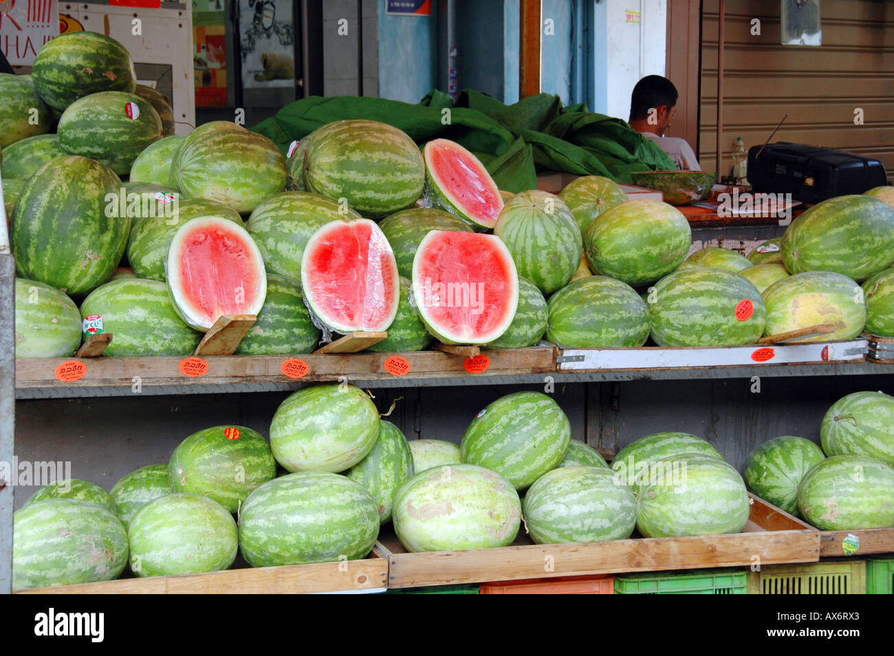 Tel Aviv Israel A watermelon stall at the Carmel Market Stock Photo - Alamy