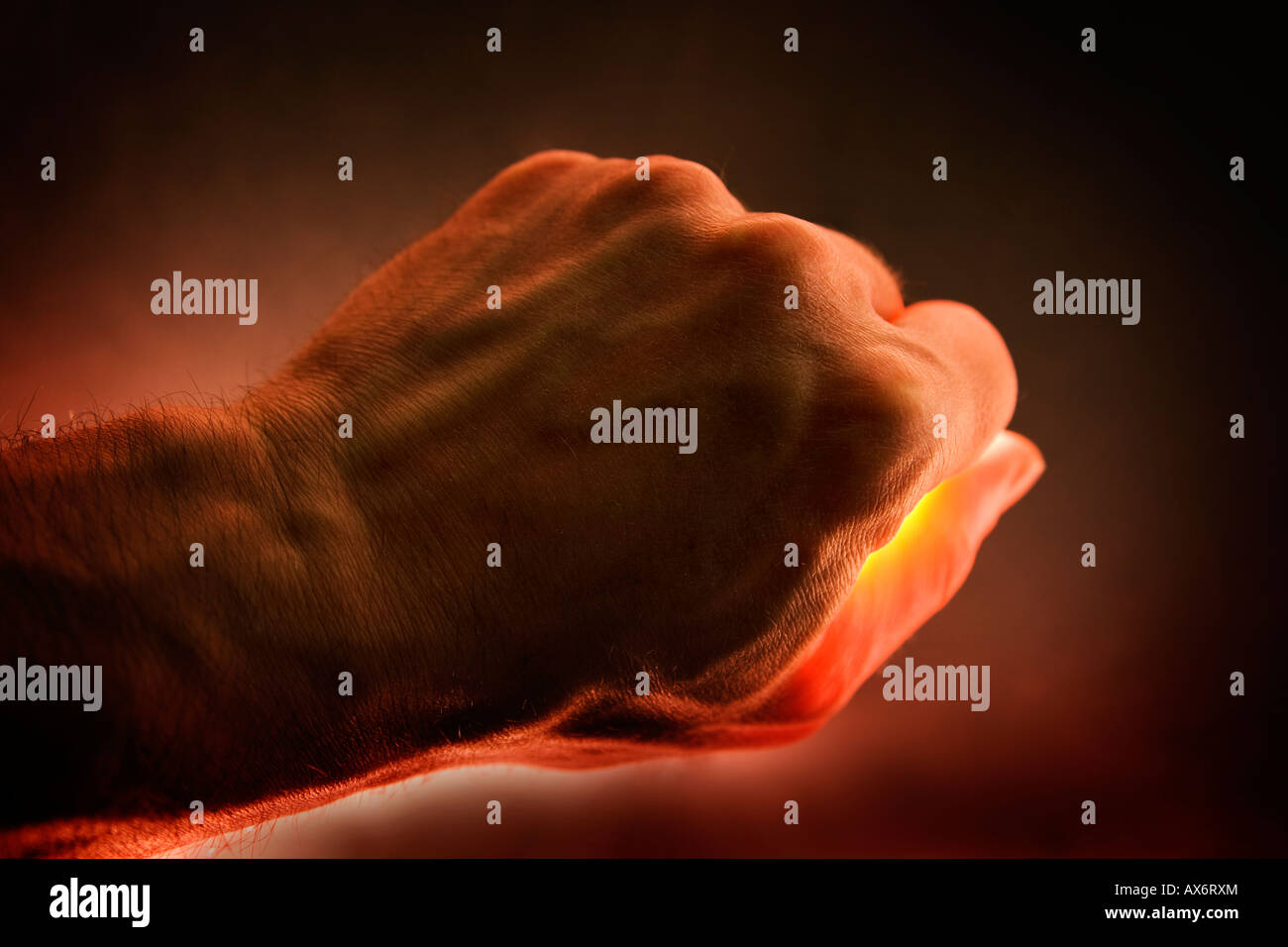 Hand with red light effect Horizontal shot Stock Photo - Alamy