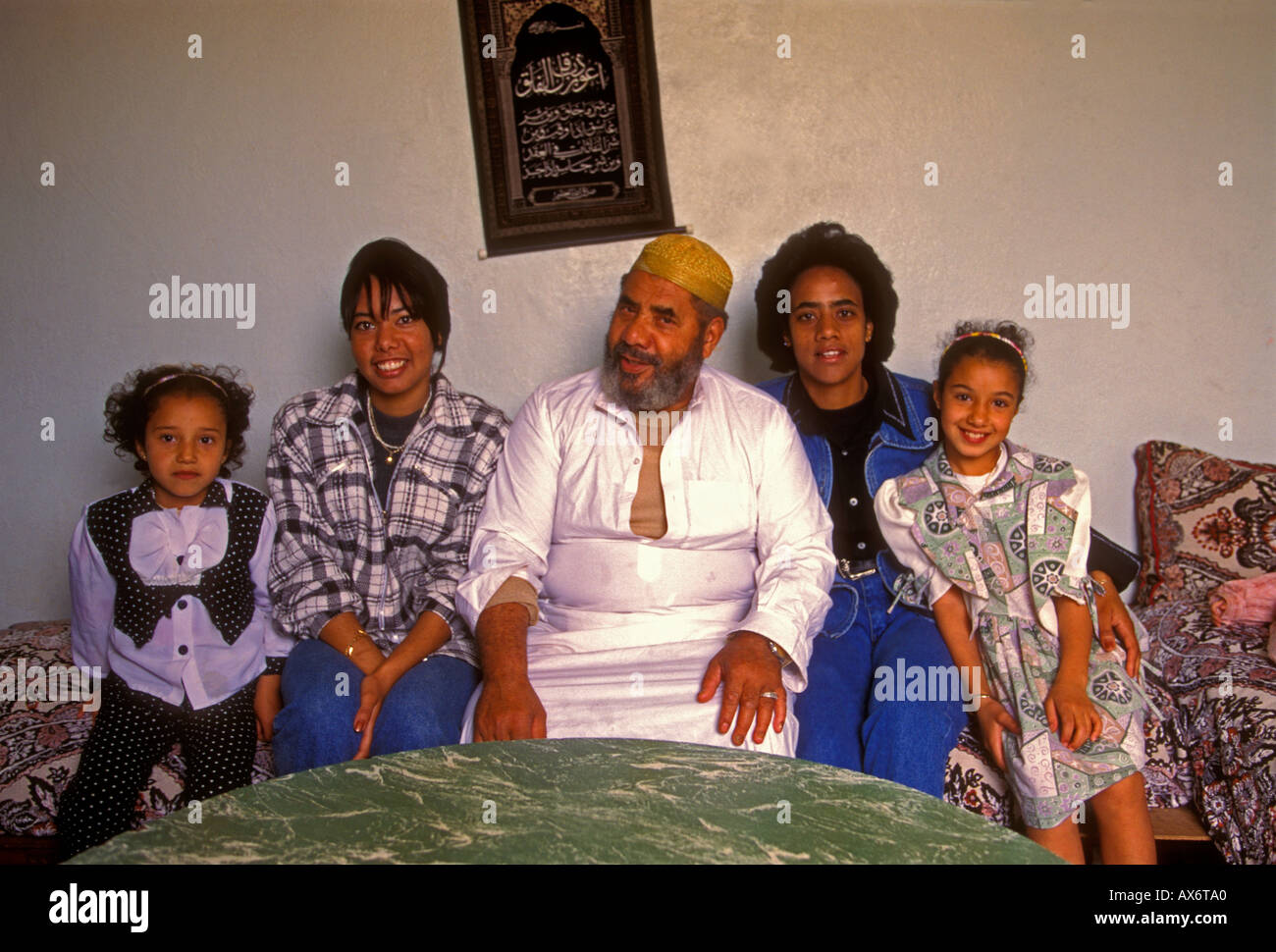 Moroccan family, living room, at home, Fes el-Bali, city of Fez ...